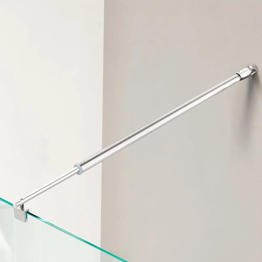 360 Degree Wall-to-Glass Support Bar Brushed Silver | LG1-2 | AquivaCoast